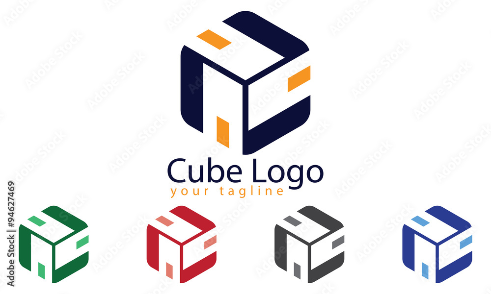 Cube Logo Vector With Five Color Options Stock Vector | Adobe Stock