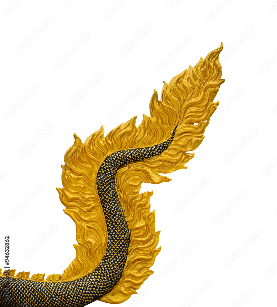 Dragon tail sculpture isolated on white background with working Stock ...