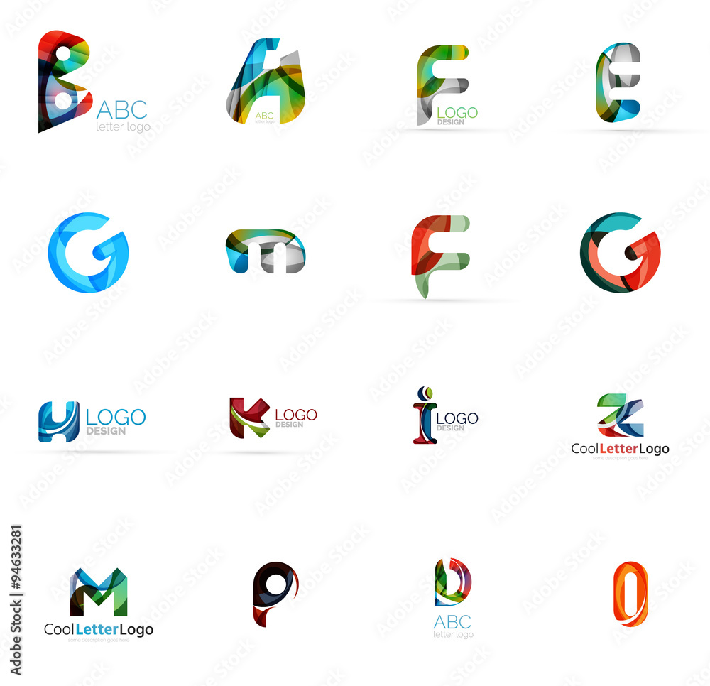 Set of colorful abstract letter corporate logos created with ...