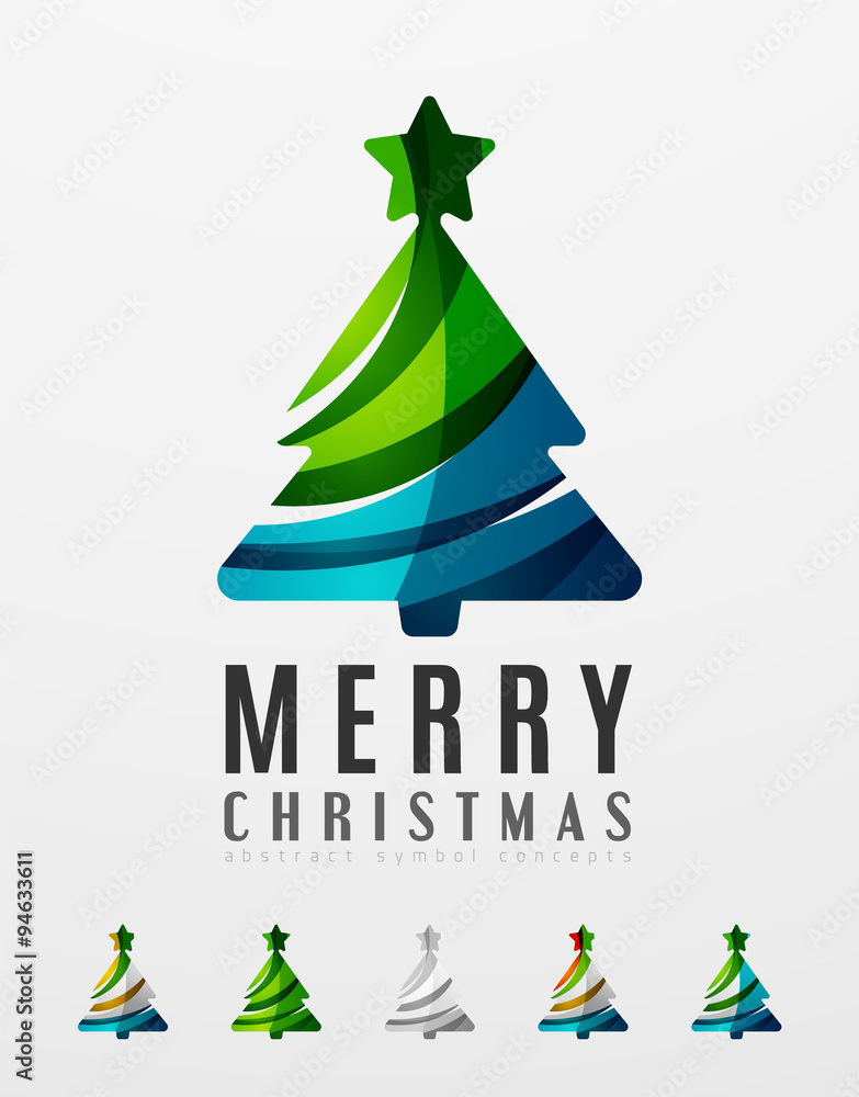 Set of abstract Christmas Tree Icons, business logo concepts, clean ...