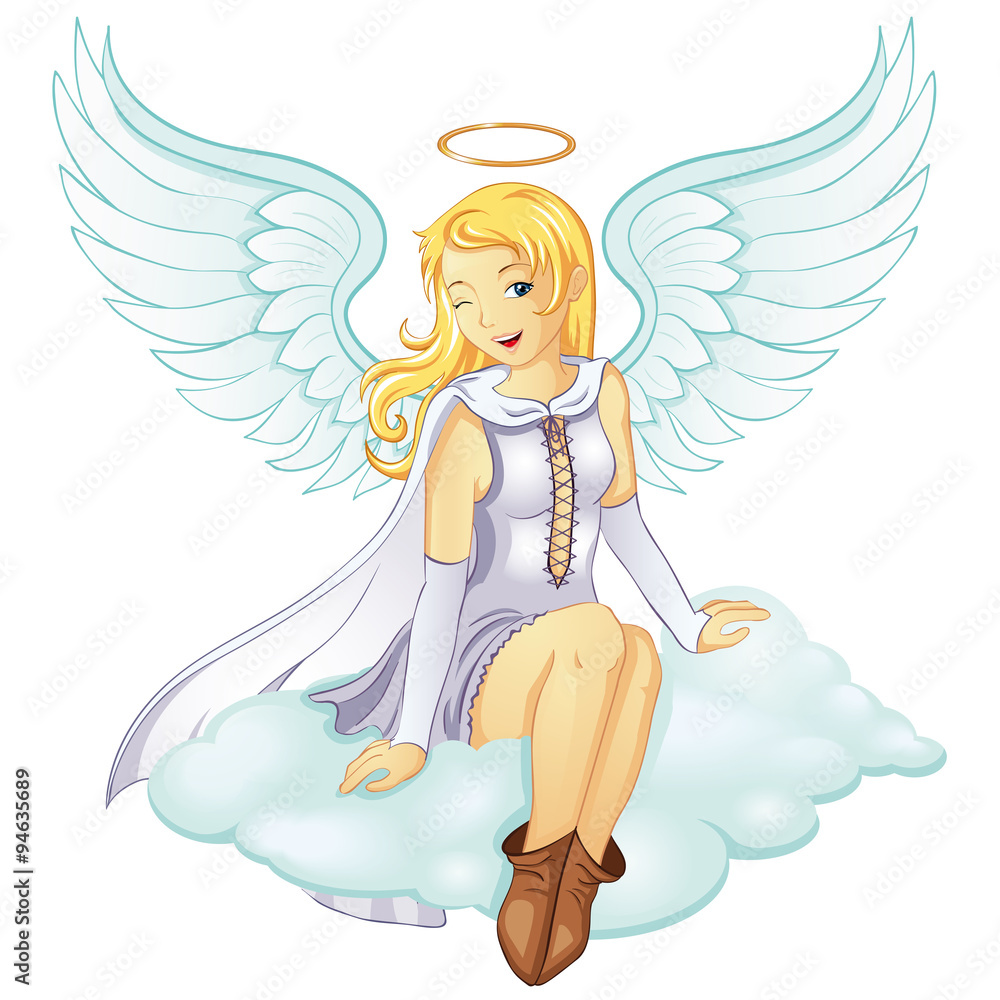 lieblicher Schutzengel Stock-Vektorgrafik | Adobe Stock