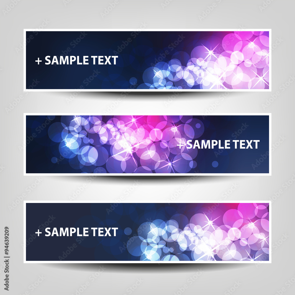 Set of Horizontal Banner Background Designs - Colors: Blue, Purple ...