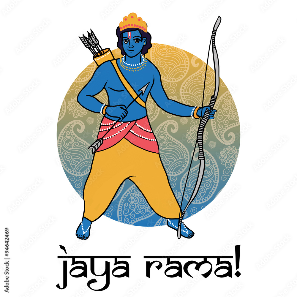 cartoon vector hindu god Rama. Jaya Shri Rama! Stock Vector | Adobe Stock