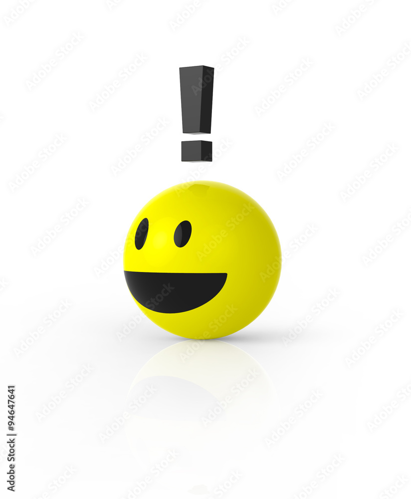 Smiley mit Ausrufezeichen Stock-Illustration | Adobe Stock