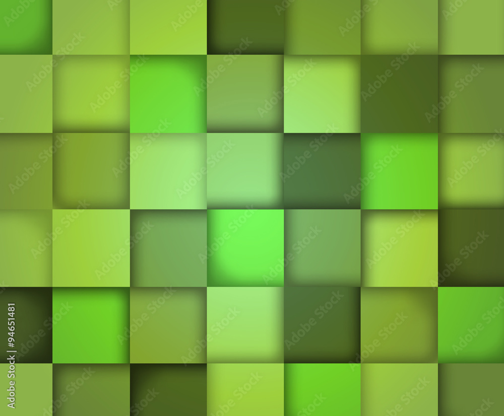 Vector background composed of squares in different shades of green ...