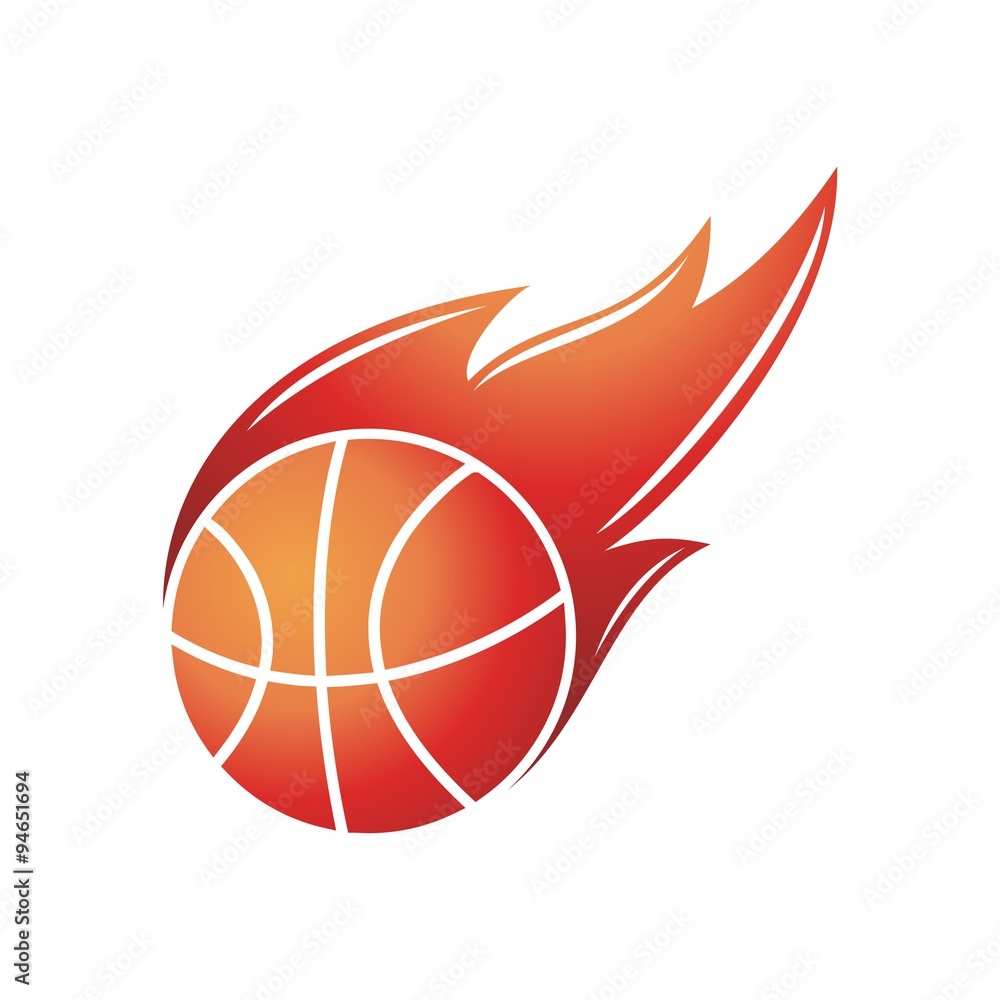 Fire Basketball Design Logo Vector - Illustration Stock Vector | Adobe ...