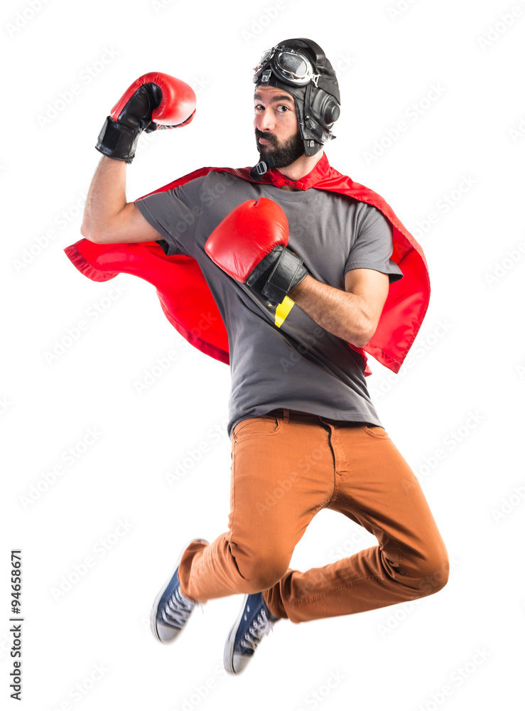 Superhero with boxing gloves Stock Photo | Adobe Stock