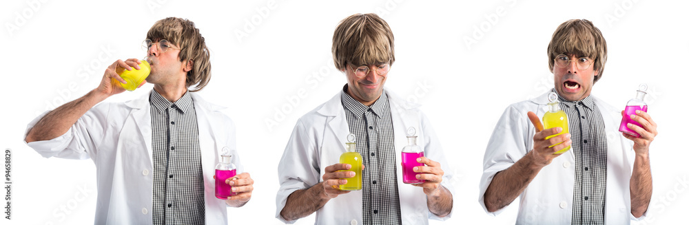 Scientist drinking a potion Stock Photo | Adobe Stock