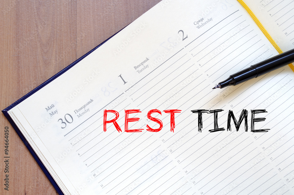 Rest time write on notebook Stock Photo | Adobe Stock
