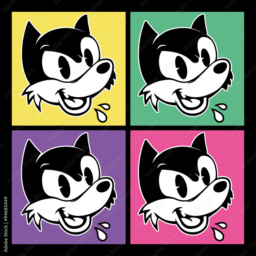 vintage toons. four images of retro cartoon character angry sarcastic ...