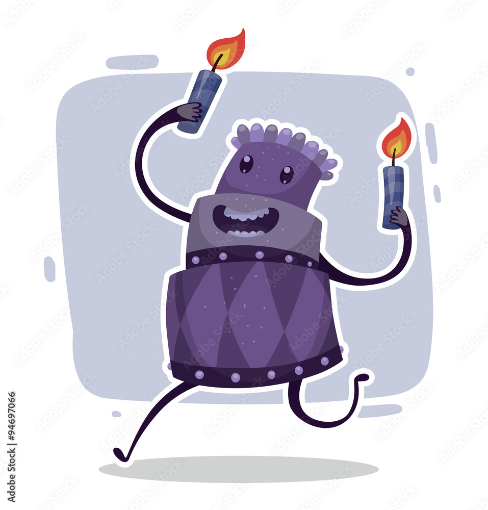 Vector Happy Birthday cake, purple. Cartoon image of a celebratory cake ...