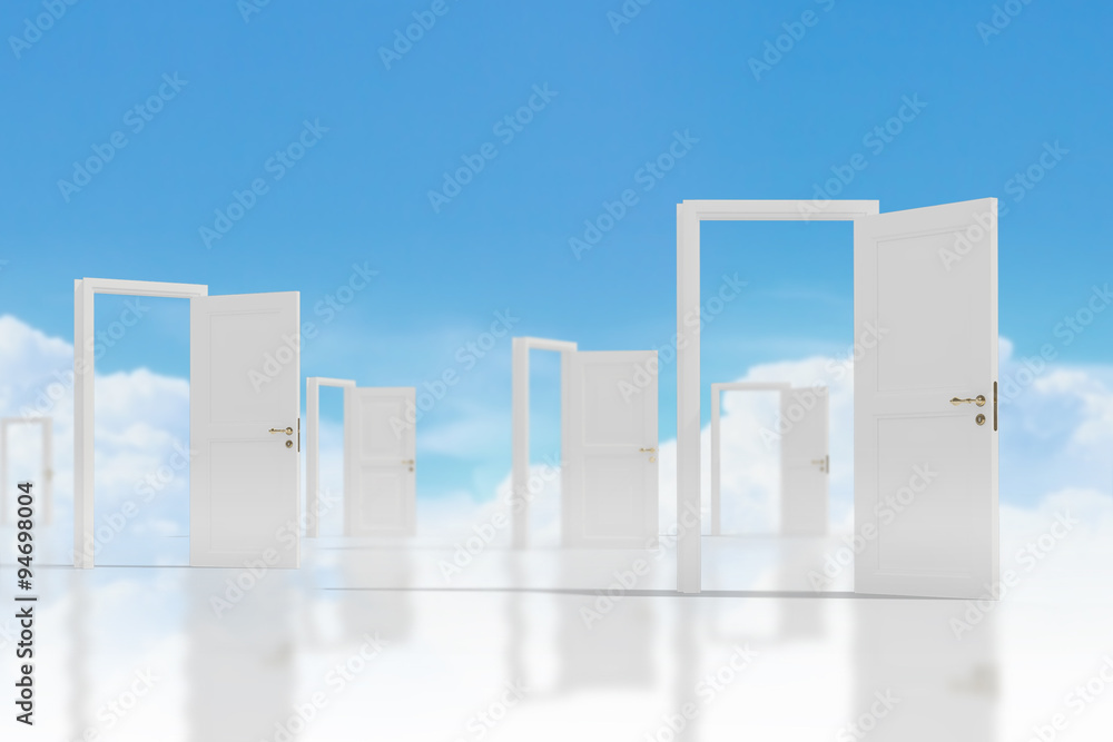 Opened doors in field Stock Photo | Adobe Stock