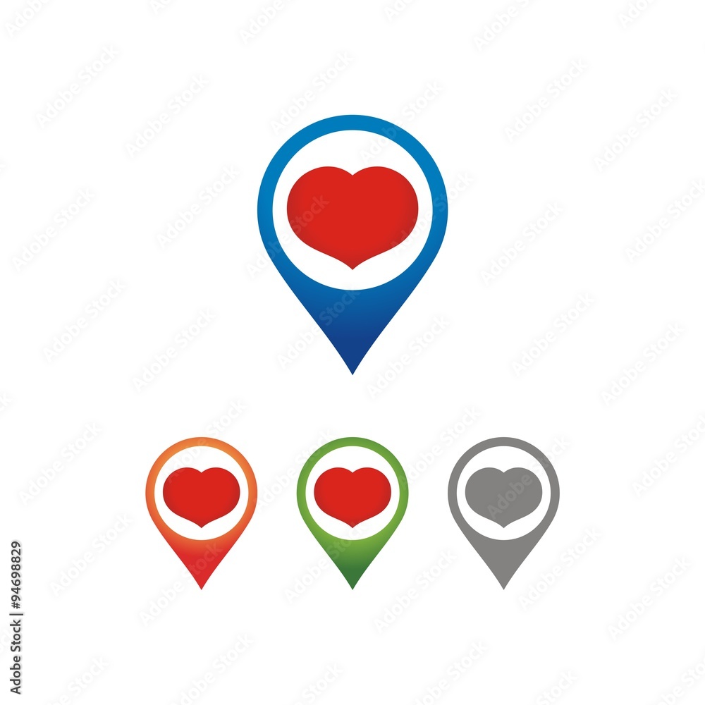 Heart map pointer Design Logo. map pin icon, location pin vector icon ...