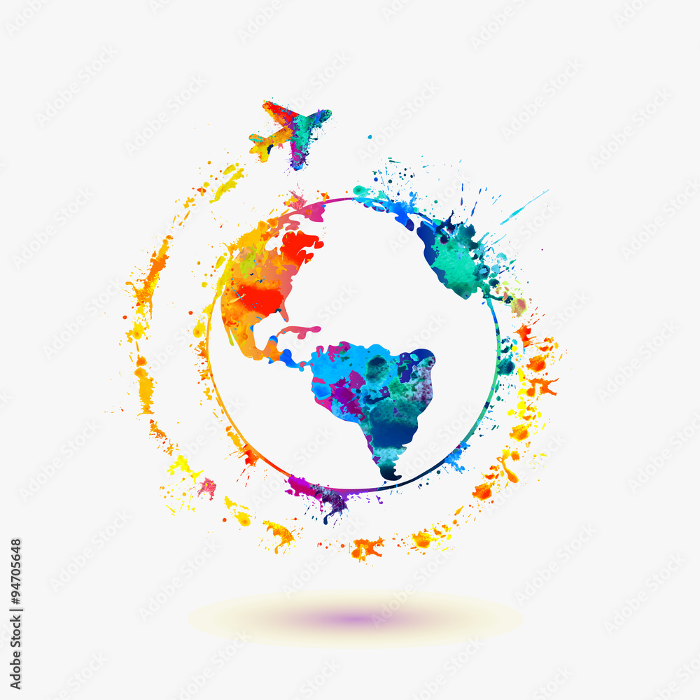 Earth icon. Around the World travel Stock Vector | Adobe Stock