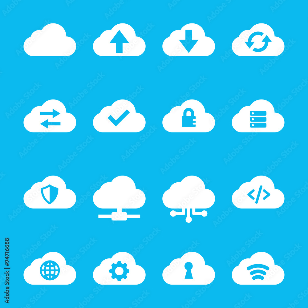 Cloud Computing Icons Stock Vector | Adobe Stock