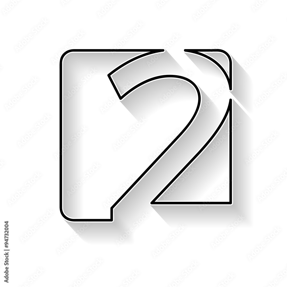 Vector number 2. Sign made with black line Stock Vector | Adobe Stock