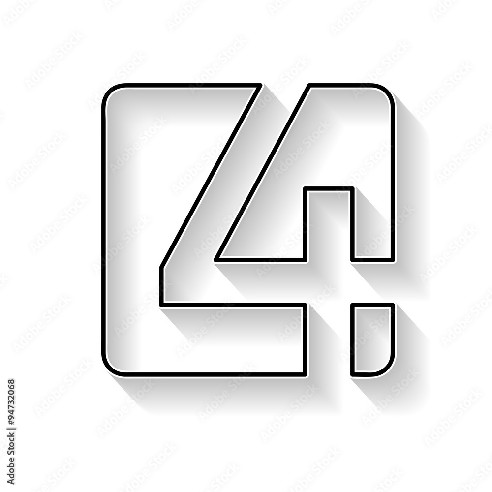 Vector number 4. Sign made with black line Stock Vector | Adobe Stock