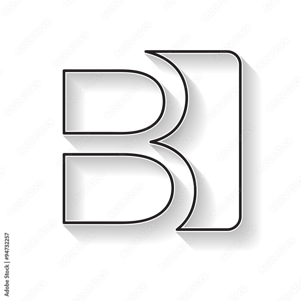 Vector initial letter B. Sign made with black line Stock Vector | Adobe ...