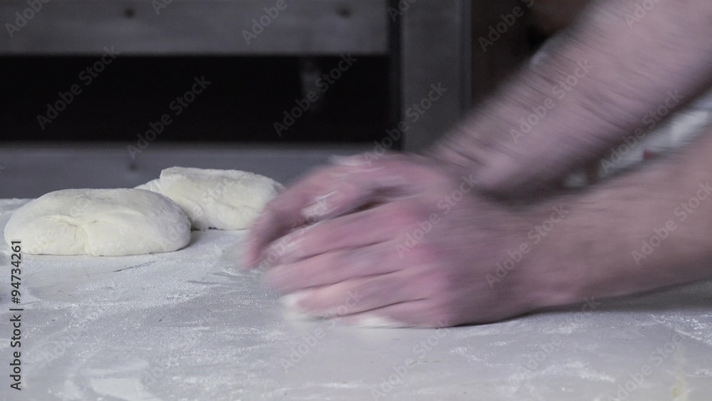rolling and shaping french baguette dough bread Stock Video | Adobe Stock