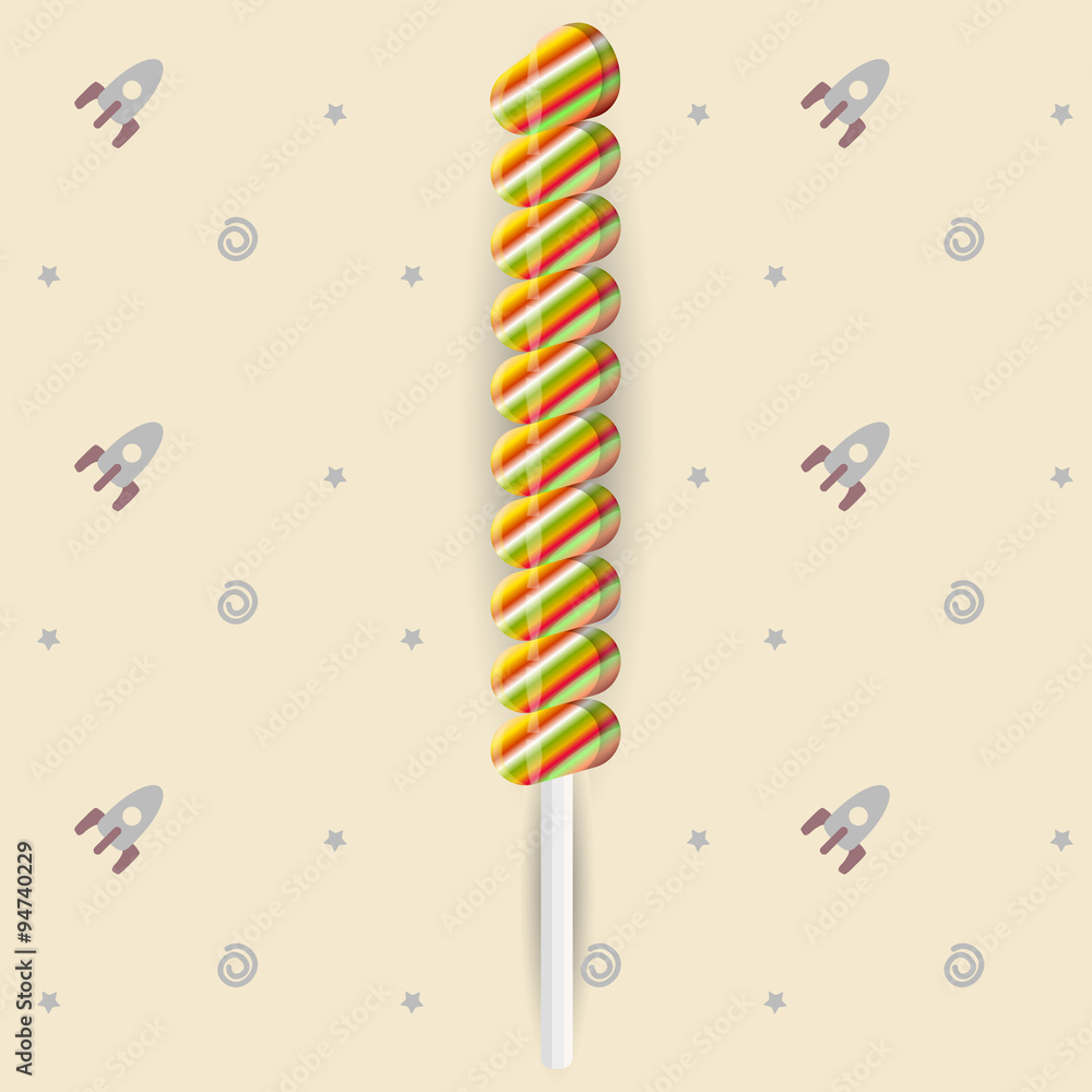 Colored candy on seamless background with rockets Stock-Illustration ...