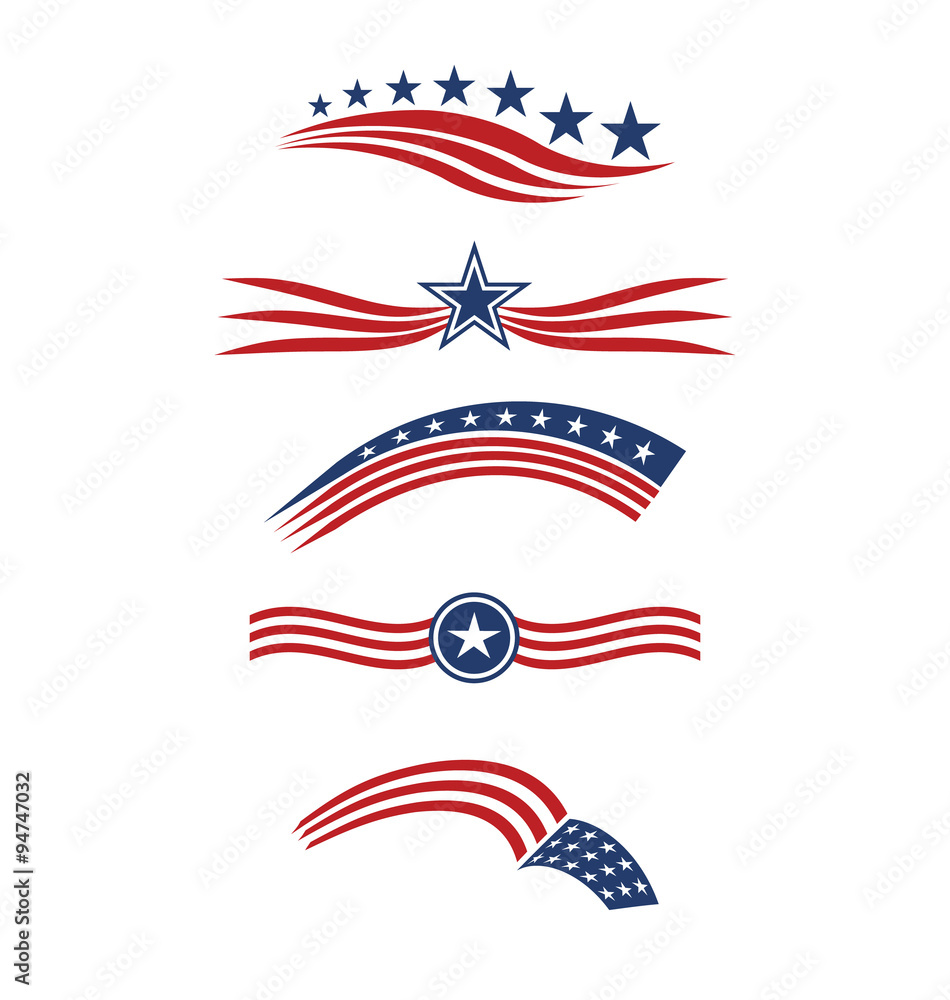 USA star flag logo stripes design elements vector icons Stock Vector ...