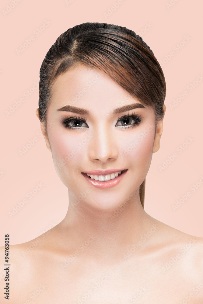 Beauty Asian Woman face Portrait. looking at camera. Youth and Skin ...