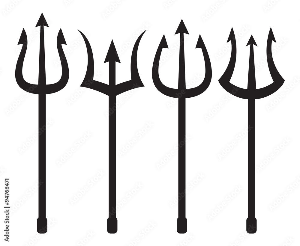 set of trident silhouette Stock Vector | Adobe Stock
