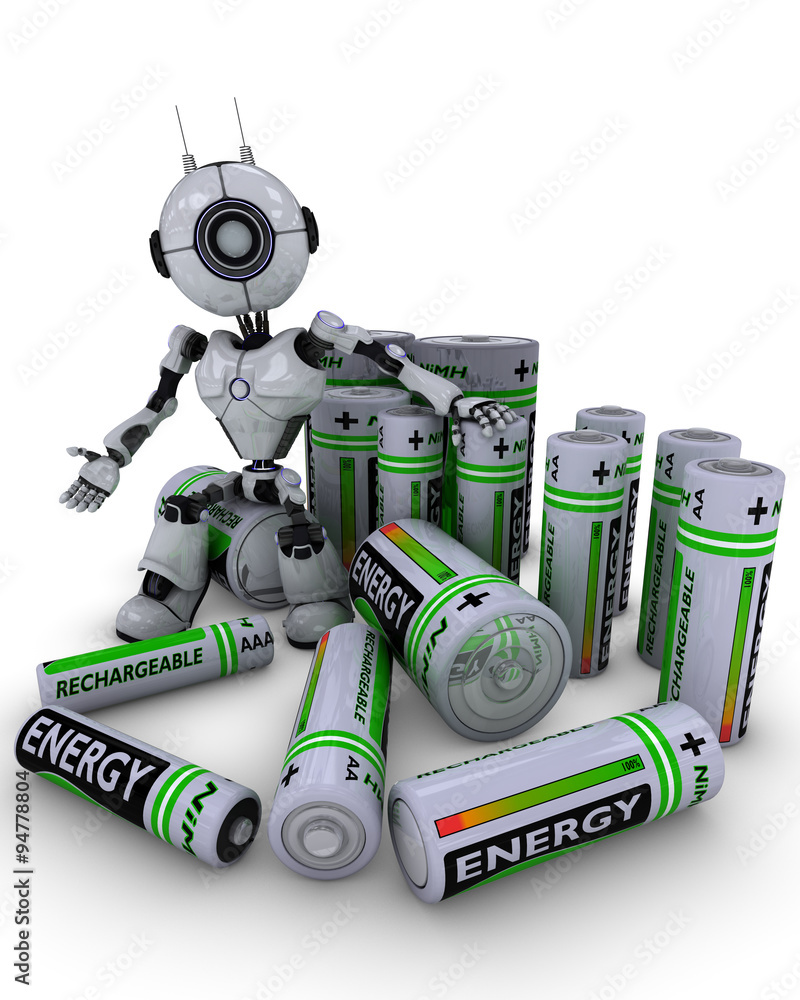 Robot with batteries Stock Illustration | Adobe Stock