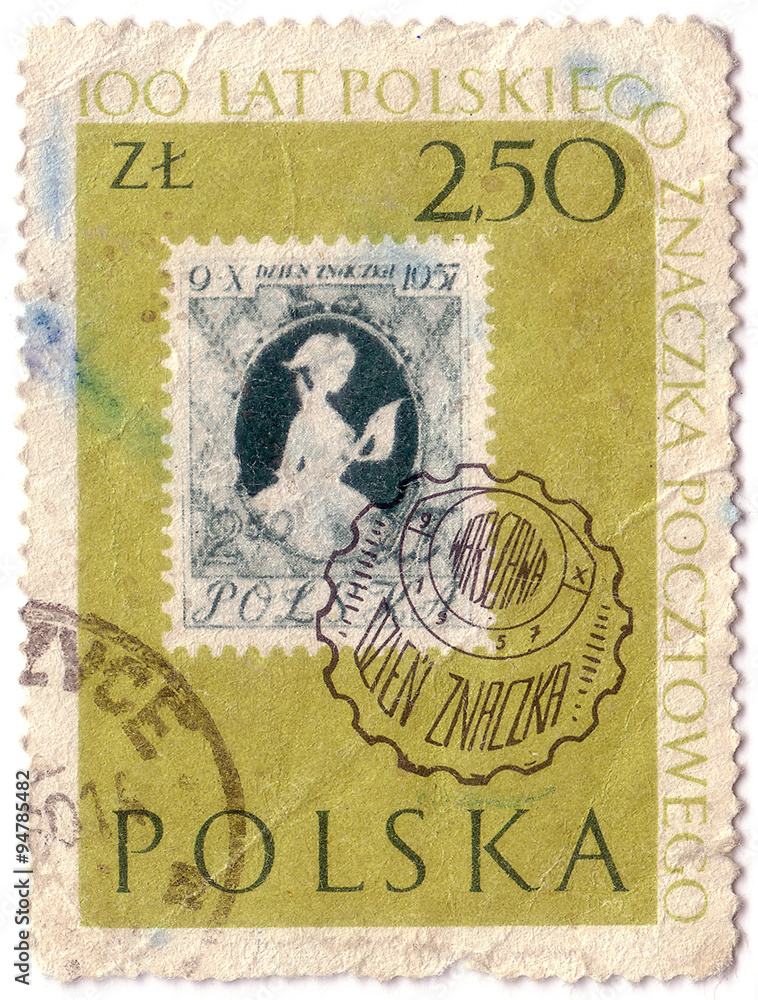 POLAND - CIRCA 1957: A stamp printed in Poland is devoted to 100 years ...