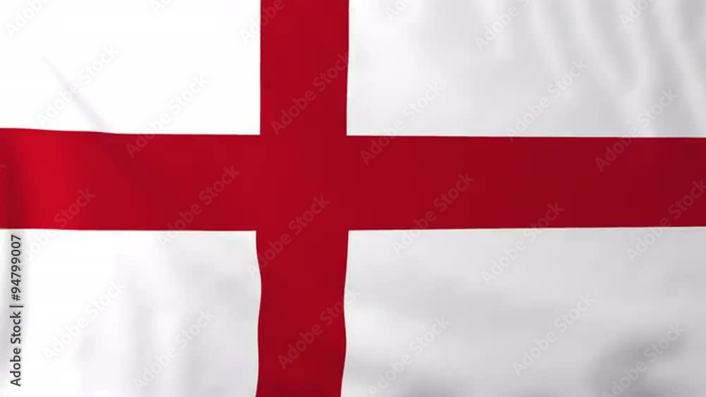 Flag of England, slow motion waving. Rendered using official design and ...