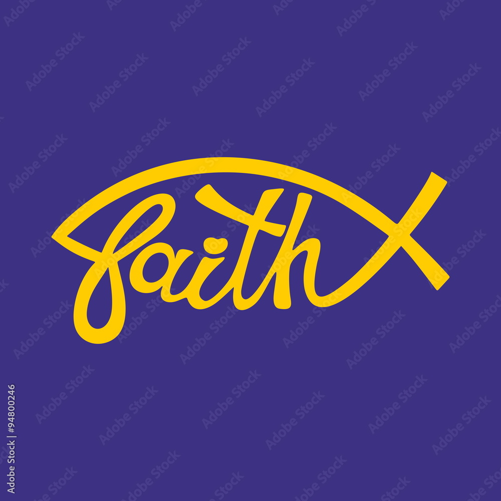 Jesus fish with the word faith Stock Vector | Adobe Stock