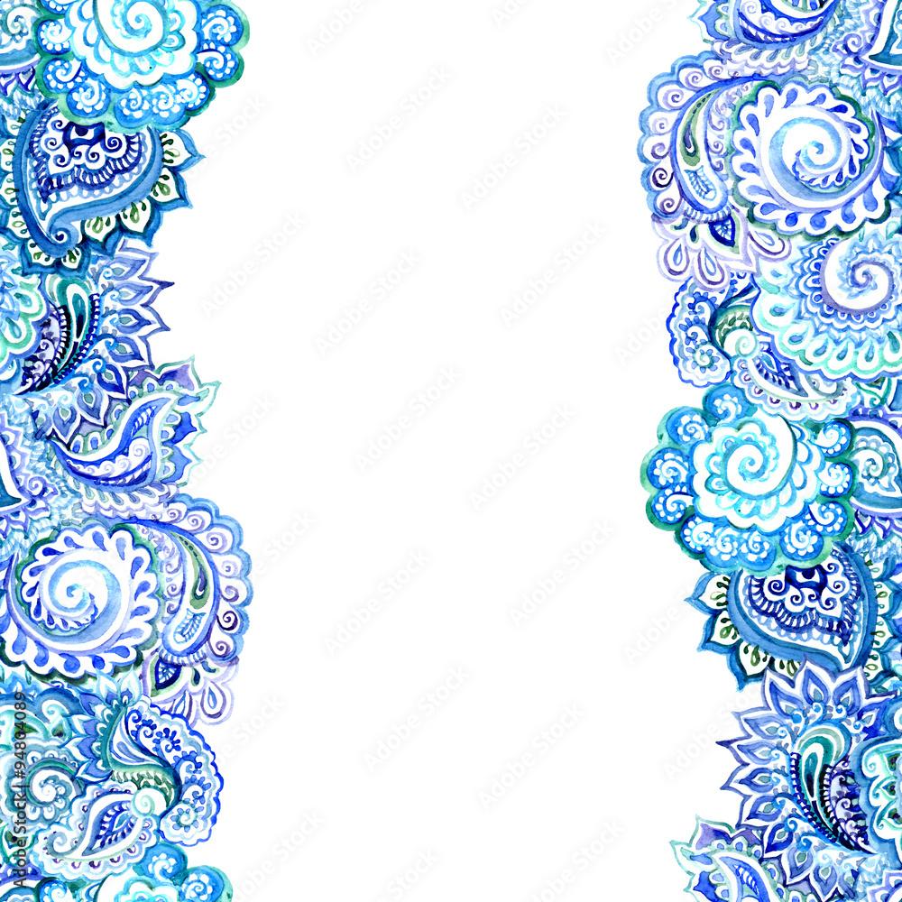 Blue repeated elegant ethnic border with ornament of india Stock ...