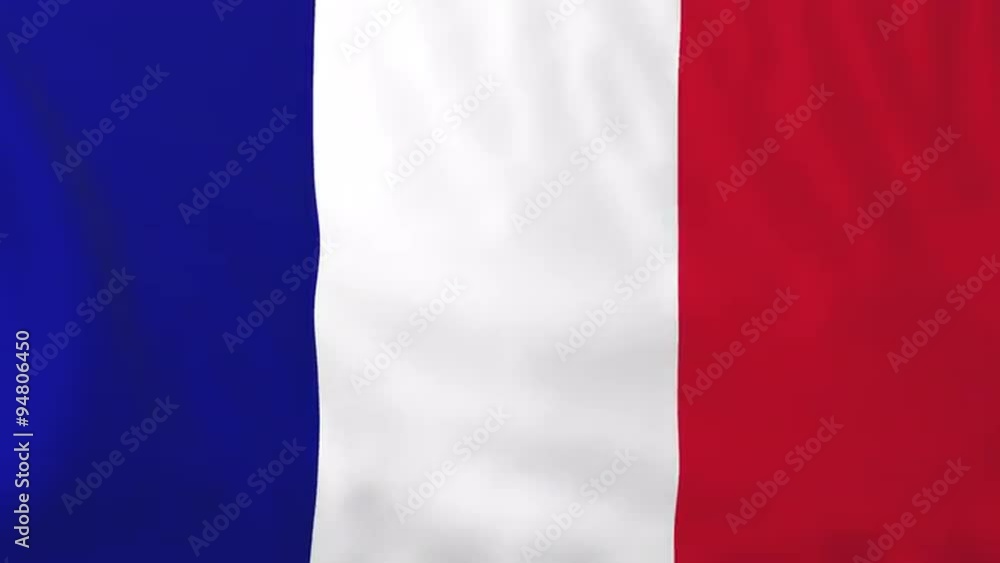 Flag of France, slow motion waving. Rendered using official design and ...