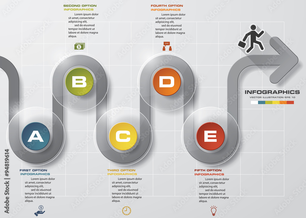 5 steps in progress arrow template Infographic design template and ...