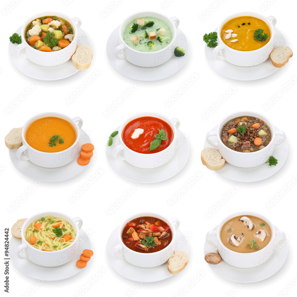 Foto de Collage Suppe Suppen Tomatensuppe Gemüse Gemüsesuppe in Suppen ...