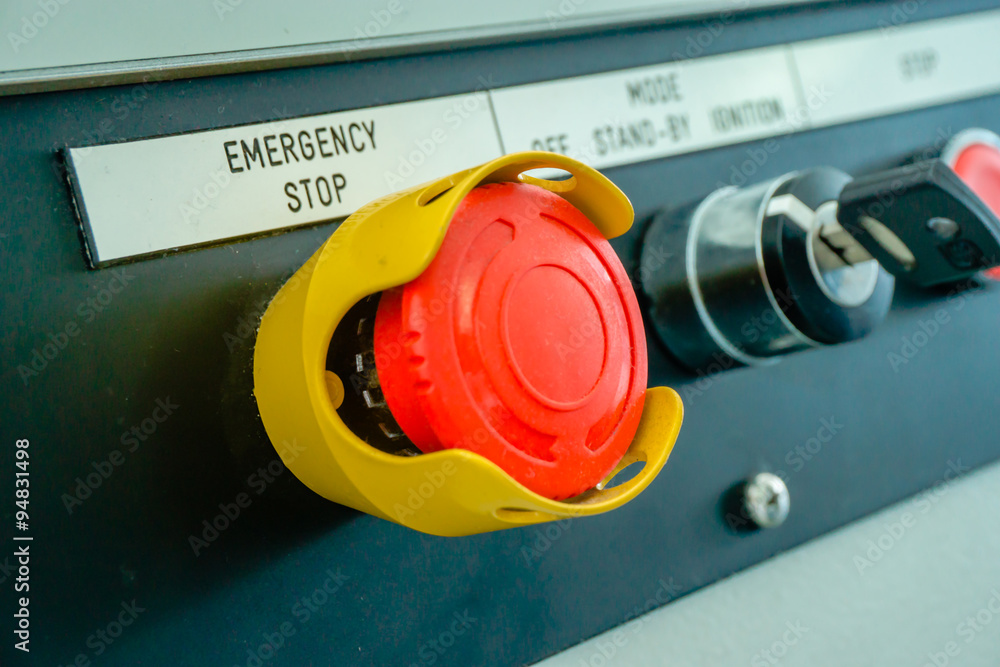 emergency stop button and key on ship Stock Photo | Adobe Stock