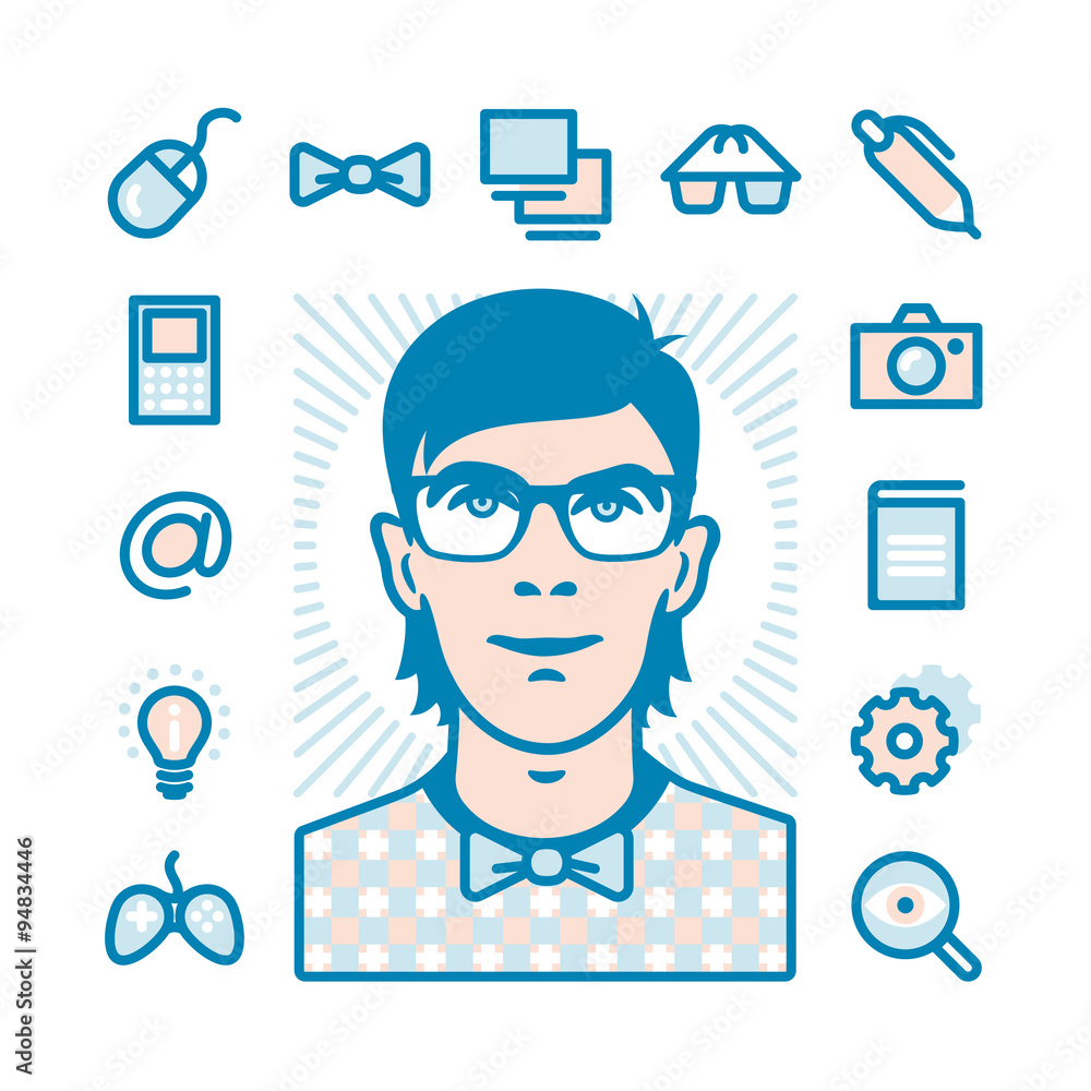 nerd Icon set Stock Vector | Adobe Stock