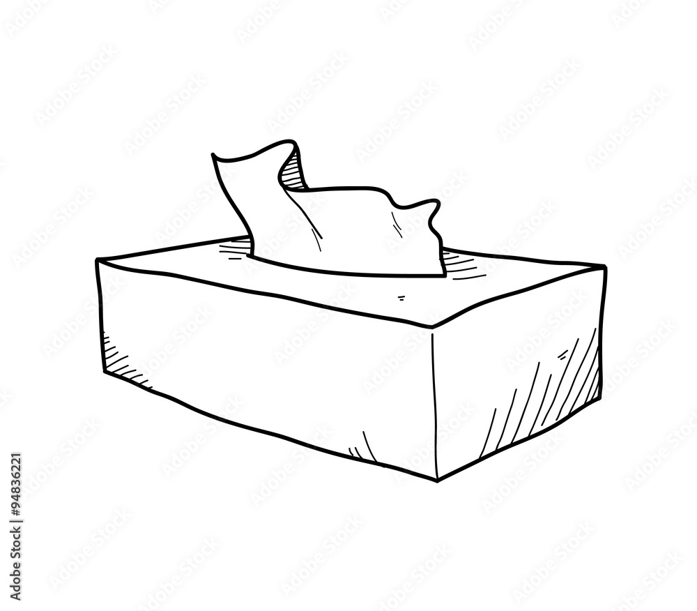 Tissue Box Doodle, a hand drawn vector doodle illustration of a tissue ...