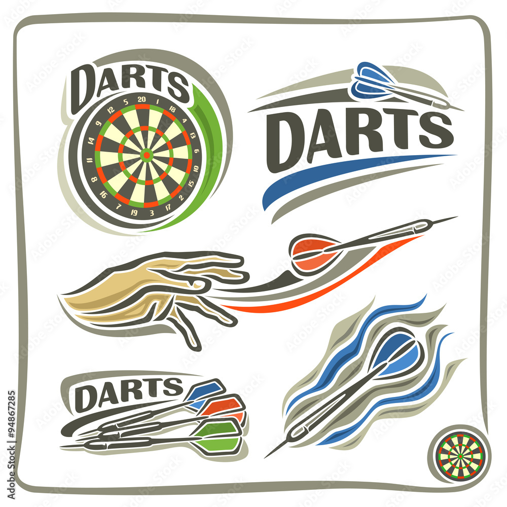 A set of illustrations on the theme of darts Stock Vector | Adobe Stock