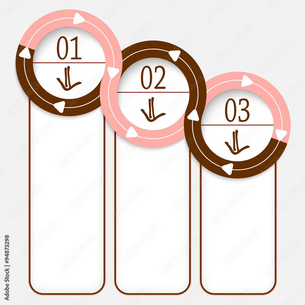 Three connected frames for your text and hand written arrows Stock ...