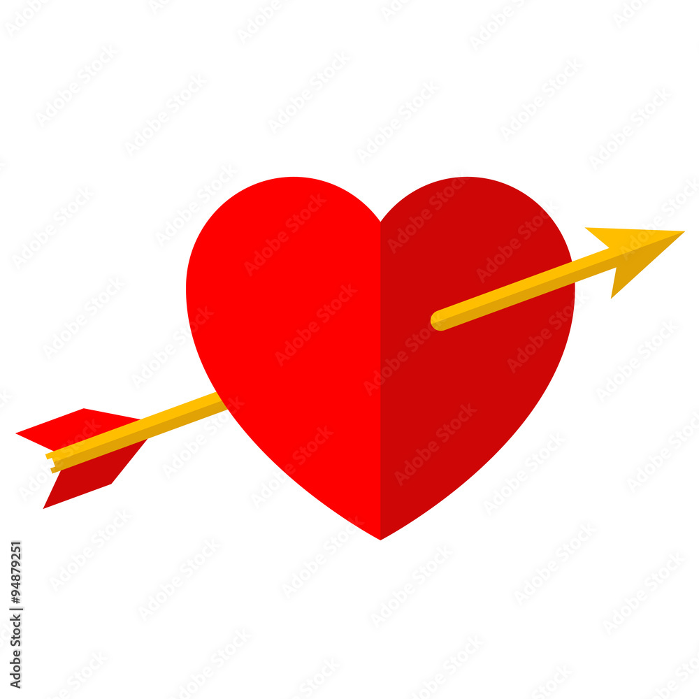 Icono plano corazon con flecha Stock Vector | Adobe Stock