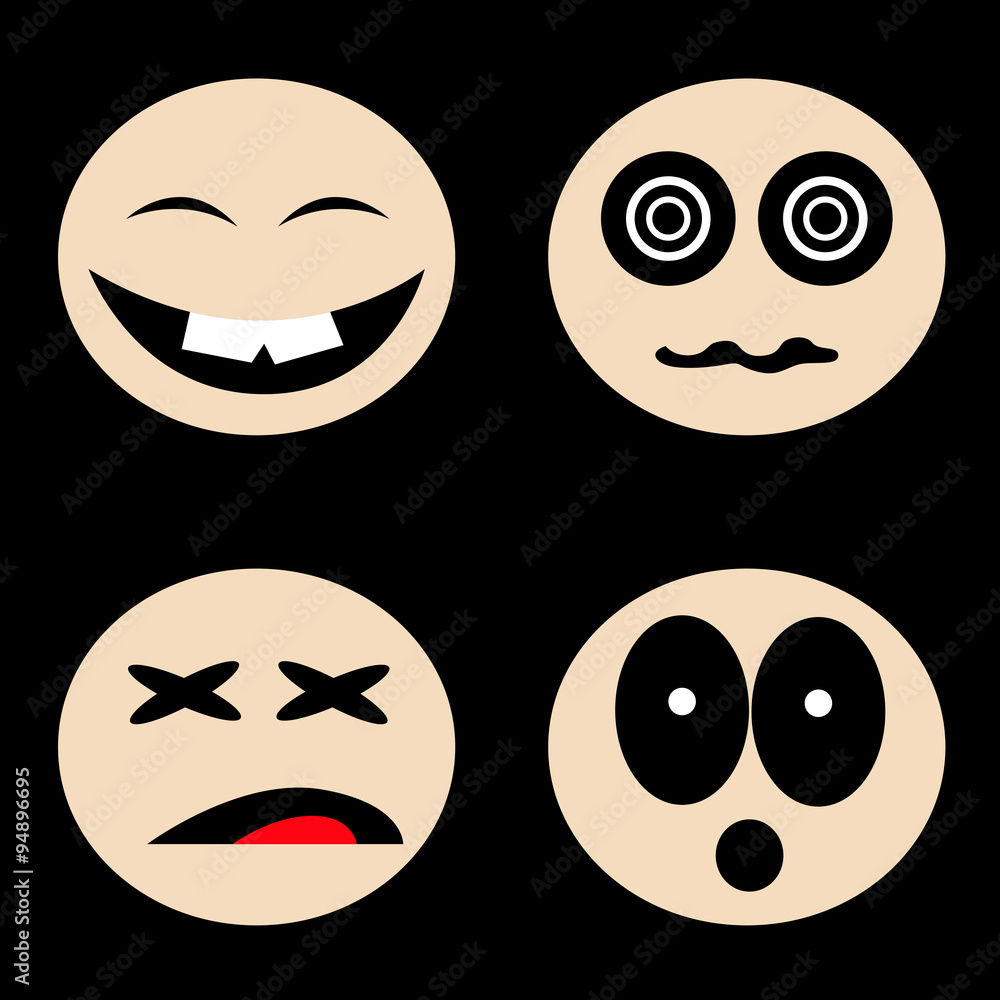 An icon set of four cartoon smiley faces. Stock Vector | Adobe Stock