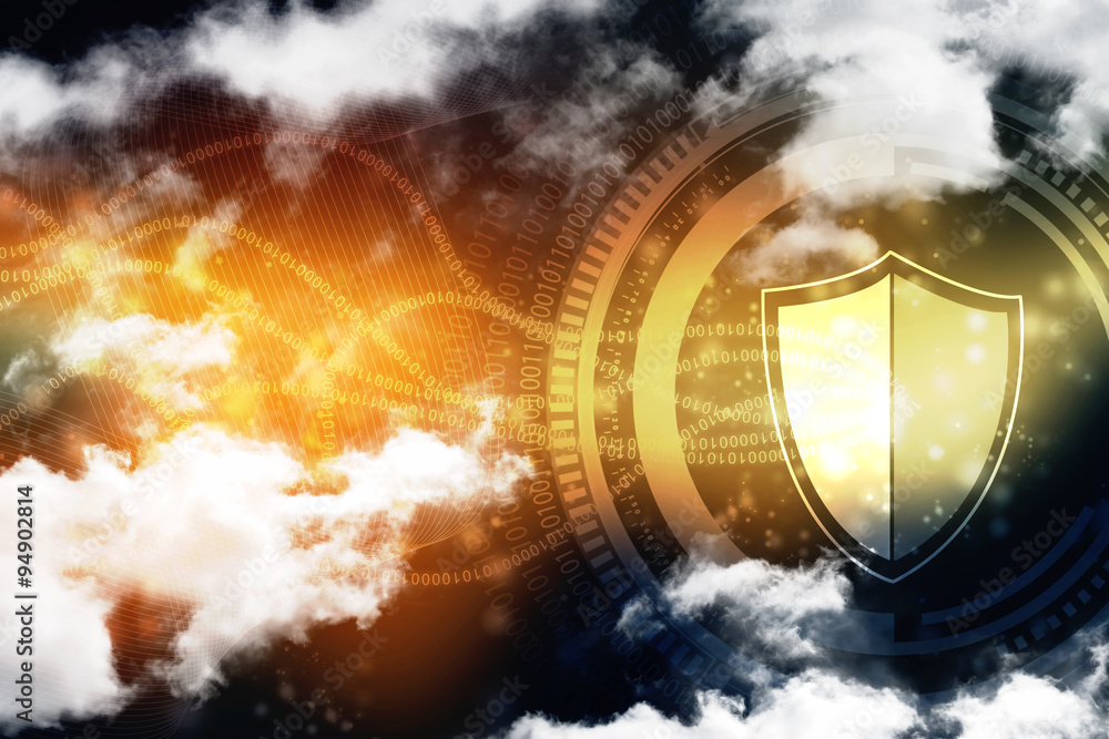 Protection concept: pixelated Shield icon on digital background Stock ...