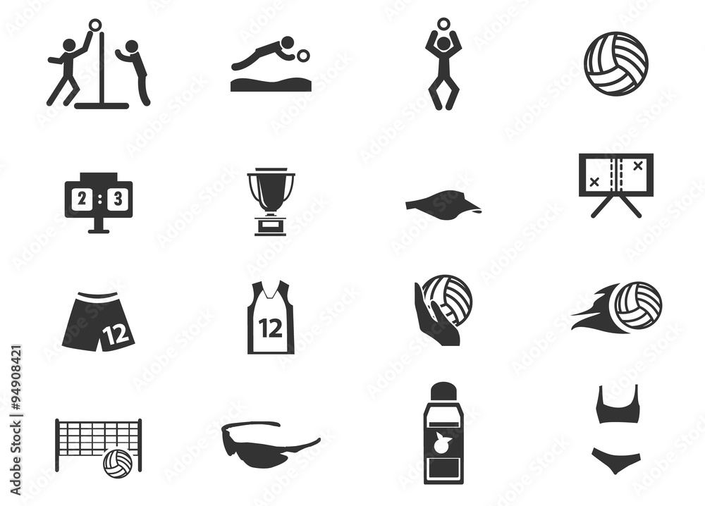 Volleyball icon set - 3 Stock Vector | Adobe Stock