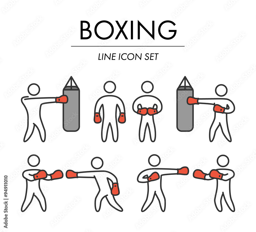 Outline boxing icons set Stock Vector | Adobe Stock
