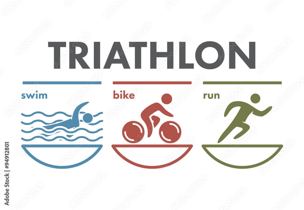 Triathlon logo and icon. Swimming, cycling, running symbols Stock ...