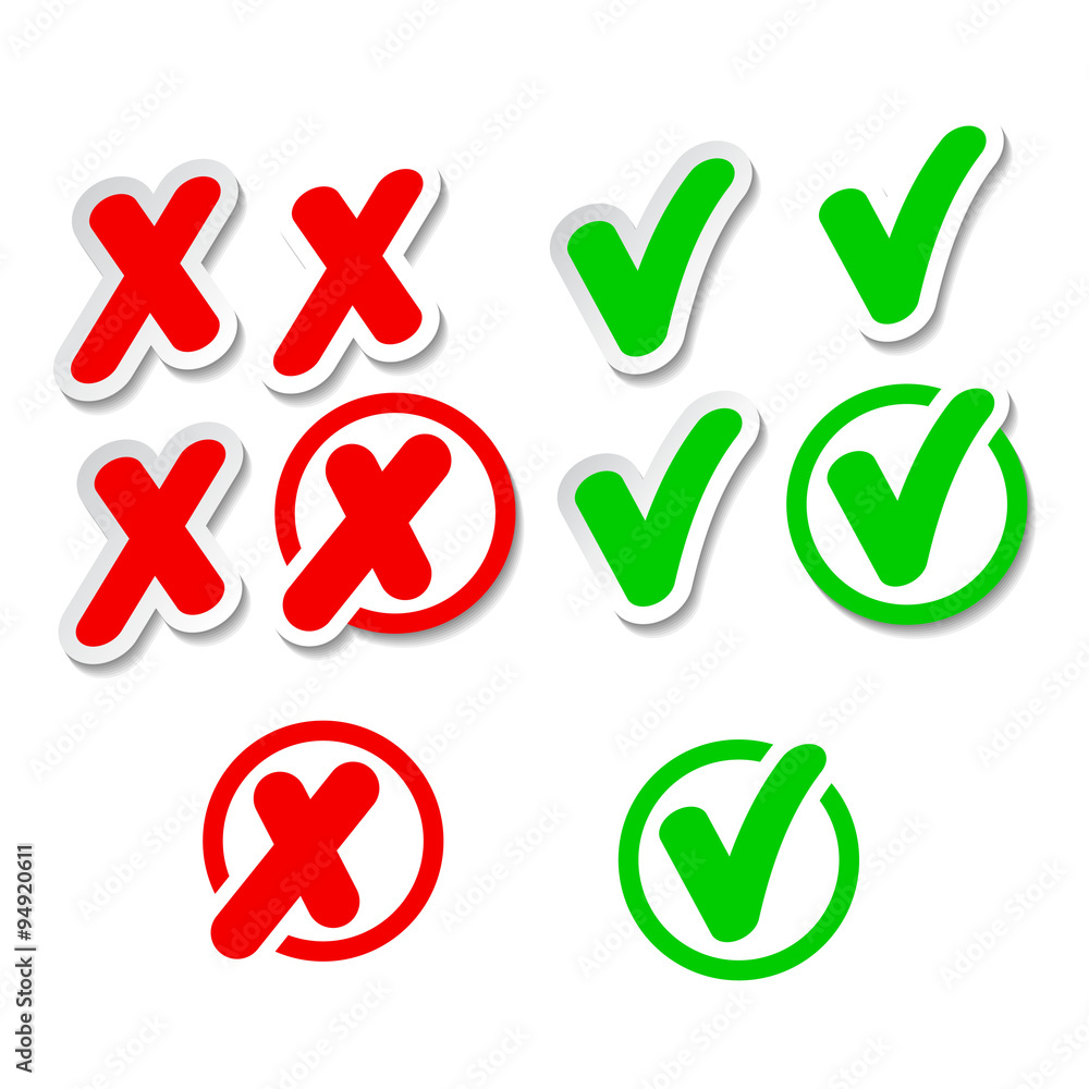 Sticker Check Marks Set Stock Vector | Adobe Stock