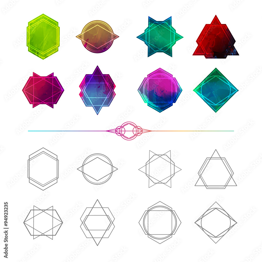 Set minimalist abstract geometric shapes, symbols and logos. Polygon ...