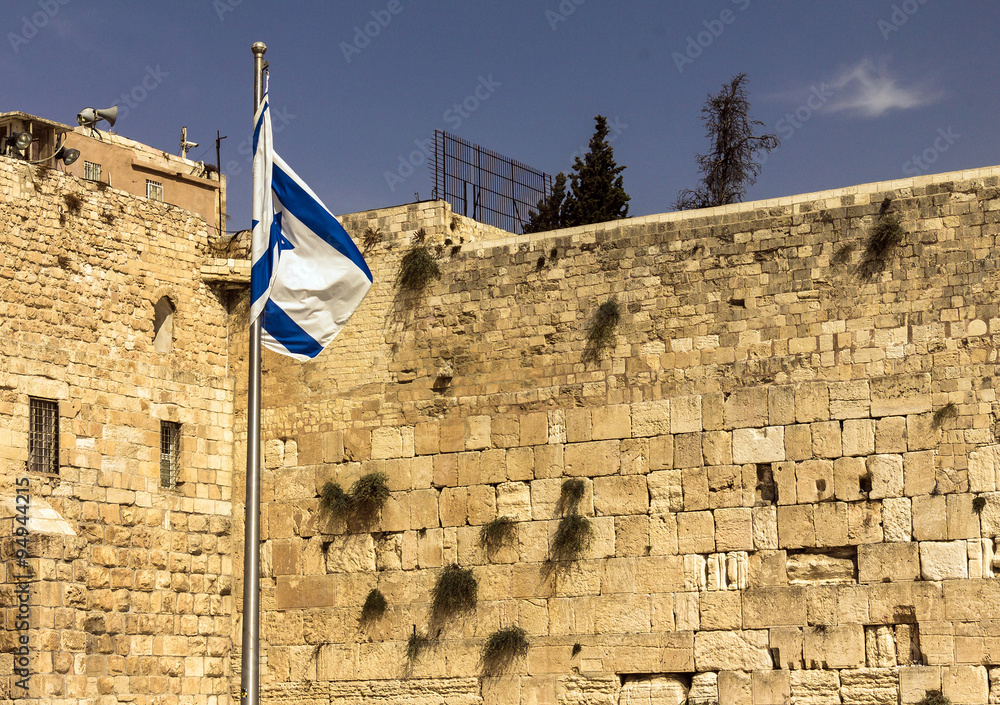Israeli flag at the Western Wall, Jerusalem Stock Photo | Adobe Stock