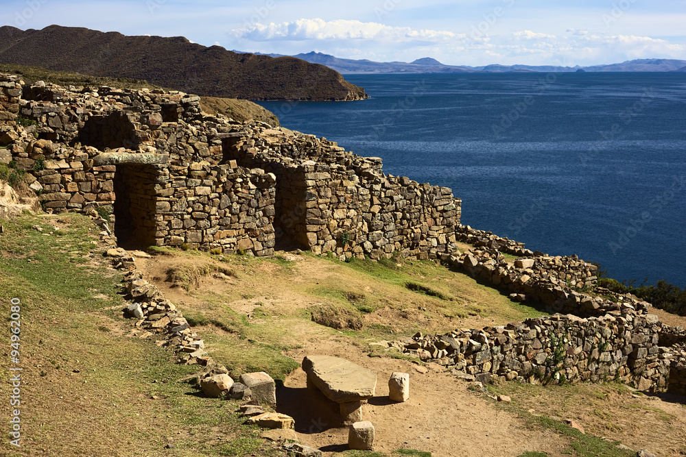 Chinkana archeological site of Tiwanaku (Tiahuanaco) origin on Isla del ...